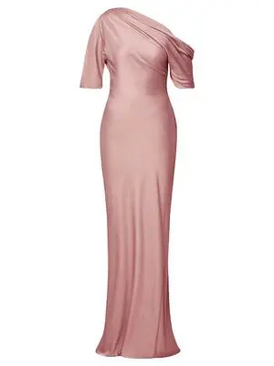 MALINA Marisa Asymmetric-neck Draped Maxi Dress - Blush