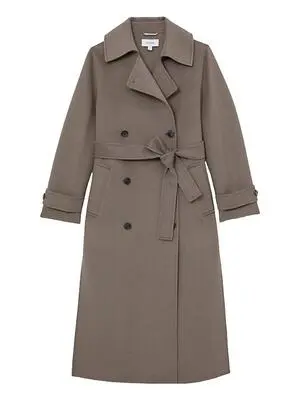 REISS Luna Double-breasted Wool-blend Coat - Mink