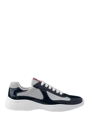 Prada America's Cup Patent-Leather Low-Top Trainers Blue