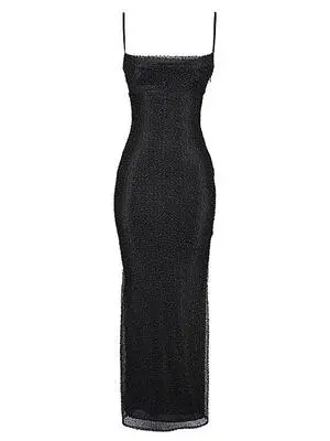 House Of Cb Calla Pearl-embellished Maxi Dress - Black