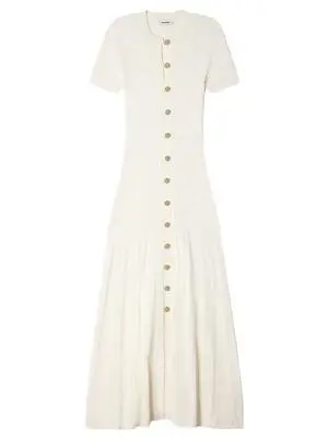Sandro Knitted Button-up Maxi Dress - Ecru