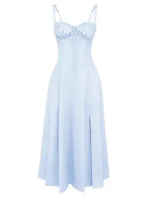 House Of Cb Carmen Sleeveless Cotton-blend Midi Dress - Soft Blue