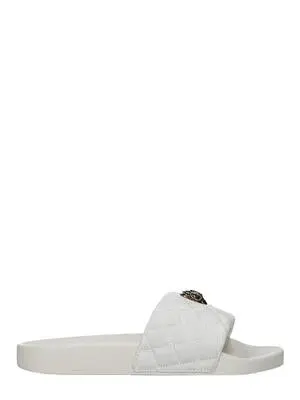 Kurt Geiger Meena Eagle Embellished Quilted Sliders - Bone