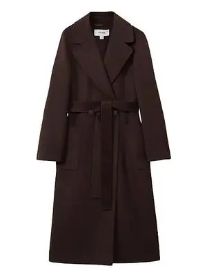 REISS Lucia Regular-fit Wool-blend Coat - Chocolate