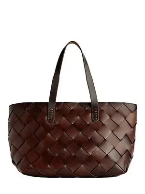 Dragon Diffusion Woven Leather Tote - Dk.brown