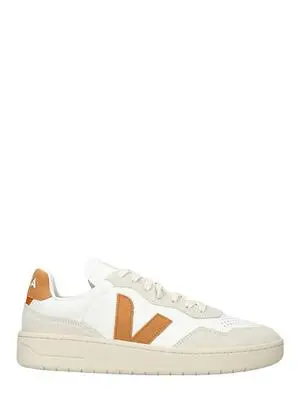 VEJA V-90 Logo-embroidered Leather Low-top Trainers - White/oth