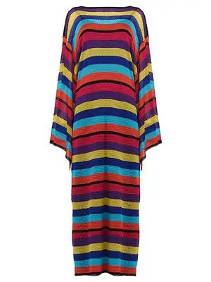 LEEM Stripe-print Knitted Maxi Kaftan - Multi-coloured