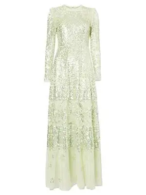 NEEDLE & THREAD Needle & Thread Aurora Sequin-Embellished Tulle Gown Peppermint