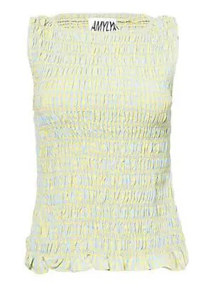 AMY LYNN Shirred Cotton-poplin Top - Multi