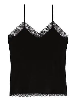 The Kooples Lace-trimmed Satin Cami - Black