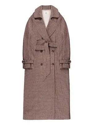 RO&ZO Houndstooth Wool-blend Trench Coat - Multi