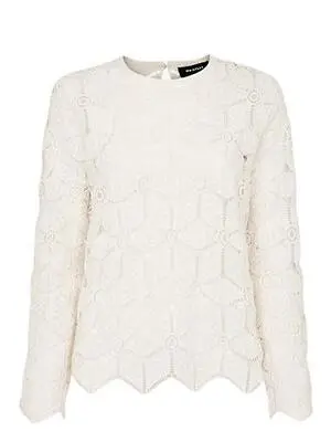 Whistles Crochet Knit Top - White