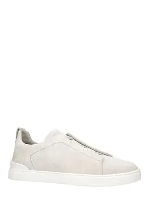 Zegna Triple Stitch Suede Low-top Trainers - Bone