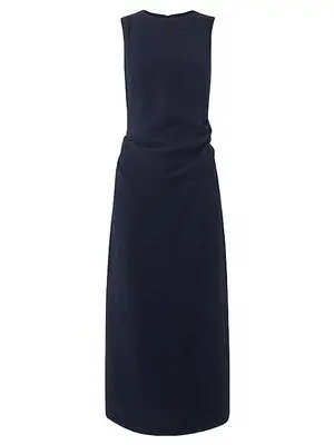 Whistles Woven Textured Midi Dress - Navy