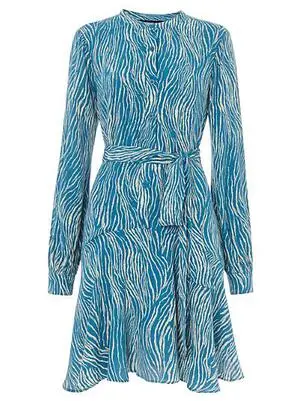Whistles Zebra-print Tie-waist Woven Mini Dress - Multi-coloured
