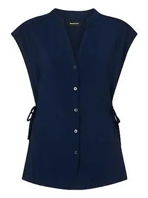 Whistles Side-tie Button-down Woven Shirt - Navy