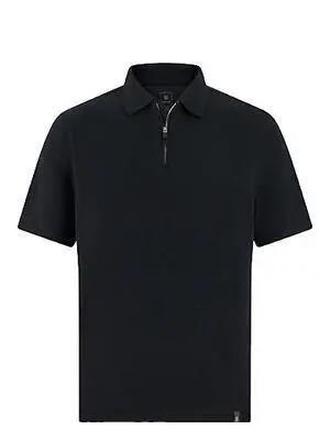 Boggi Milano High-performance Short-sleeve Zip S-cafè® Yarn Cotton Piqué Polo Shirt - Black