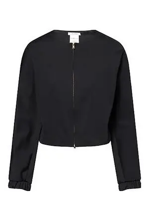 Max Mara Collarless Stretch-woven Jacket - Black