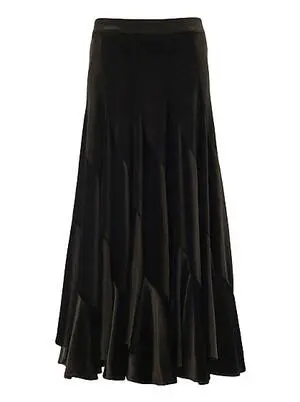 LEEM Panelled High-rise Stretch-velvet Midi Skirt - Brown