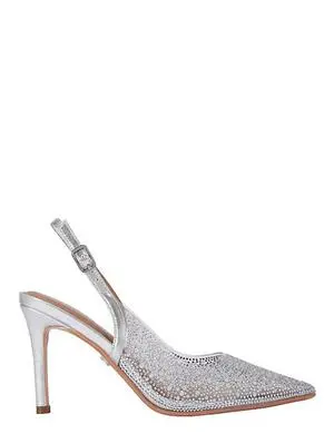 Carvela Lovebird Rhinestone-embellished Slingback Courts - Silver