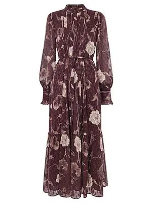 Whistles Floral-print Tie-waist Midi Dress - Multi-coloured
