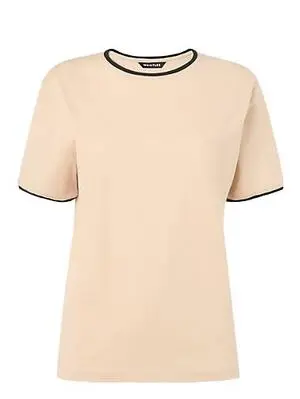 Whistles Contrast-piping Cotton-jersey T-shirt - Tan