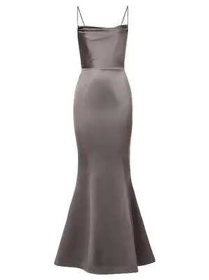 House Of Cb Violette Fishtail-hem Woven Maxi Dress - Shadow
