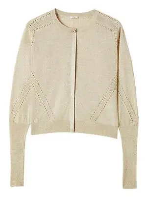 JOSEPH Tasse Metallic-thread Knitted Cardigan - Gilt