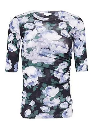 Stella McCartney Bunch Of Roses Ruched Woven Top Multicolor