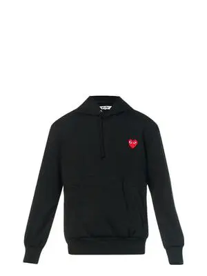 Play Comme Des Garcon Heart Appliquéd Stretch Hoodie - Black