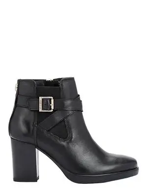 Carvela Leather Ankle Boots With Buckle Detail - Black