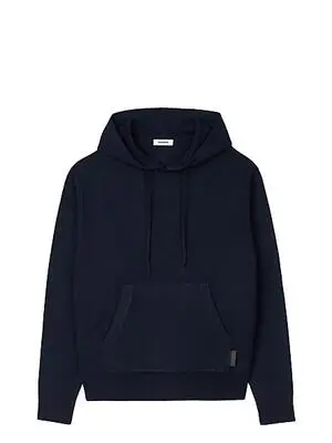 Sandro Stretch-woven Hoodie With Logo Patch - Bleus