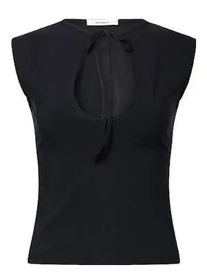 Gimaguas Anis Key-hole Stretch-woven Top - Black