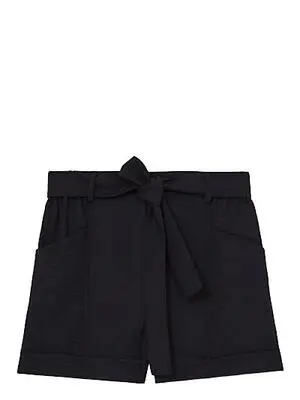 REISS Belted Waist Regular-fit Woven Shorts - Navy