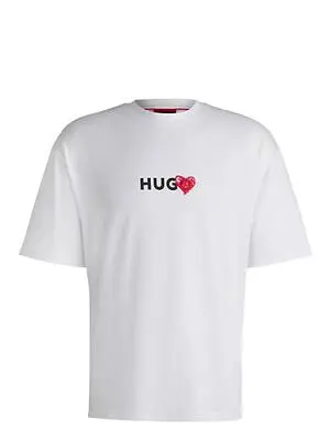 Hugo Branded-print Relaxed-fit Cotton-jersey T-shirt - White