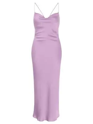OMNES Riviera Cowl-neck Woven Midi Dress - Violet