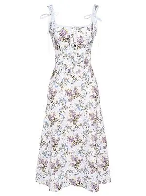House Of Cb Dionne Floral Print Cotton Midi Dress - Off White Floral