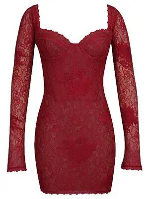 House Of Cb Lucienne Floral-lace Mini Dress - Red
