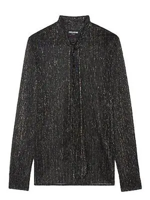 Zadig&Voltaire Tulba Metallic Tie-neck Woven Shirt - Black
