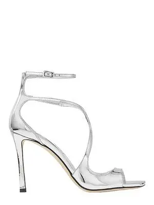 JIMMY CHOO Jimmy Choo Azia 95 Leather Heeled Sandals Silver