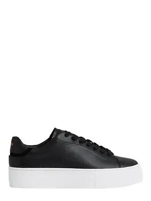 REISS Francesca Leather Low-Top Trainers Black