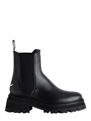 Zadig&Voltaire Ride Leather Chelsea Boots With Logo Plaque - Noir