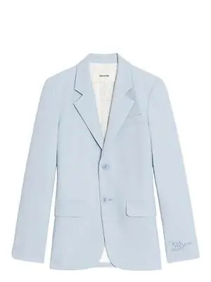 Zadig&Voltaire Vanille Single-Breasted Woven Blazer Sky