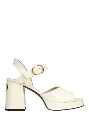 Valentino Garavani Fawcette 100 Patent Leather Sandals Bone