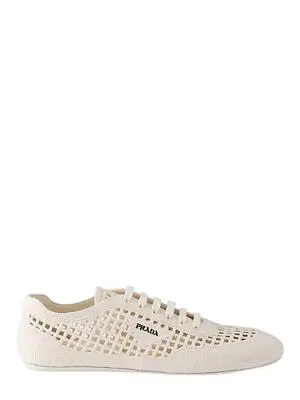 Prada Crochet Laced Trainers - Neutral