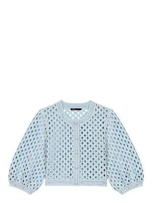 Maje Crochet Rhinestone-embellished Woven Cardigan - Blue Sky