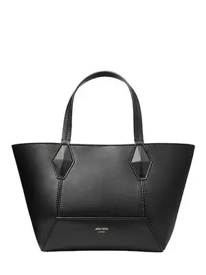 JIMMY CHOO Diamond Logo-embossed Leather Tote Bag - Black