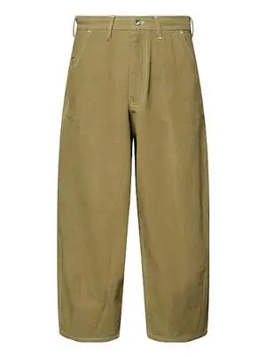 STORY MFG. Lush Pleated Wide-leg Denim Jeans - Olive