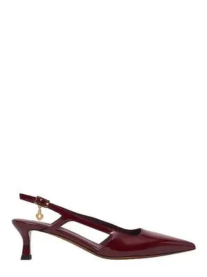 Maje Clover Charm Patent Leather Slingback Courts - Burgundy