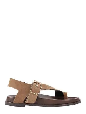 Kurt Geiger Ryhan Suede Flat Sandals - Brown